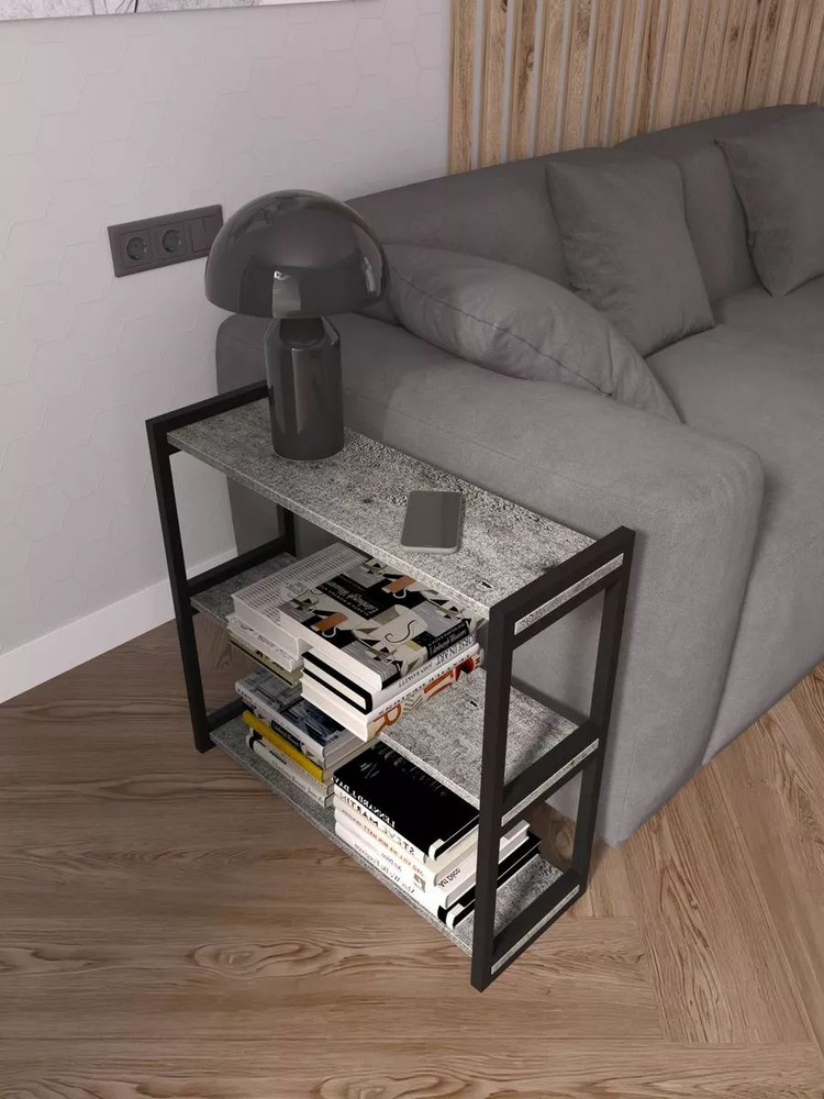 Этажерка в стиле лофт SAMADA для кухни, для ванной, 68х24х64см, чёрный ...