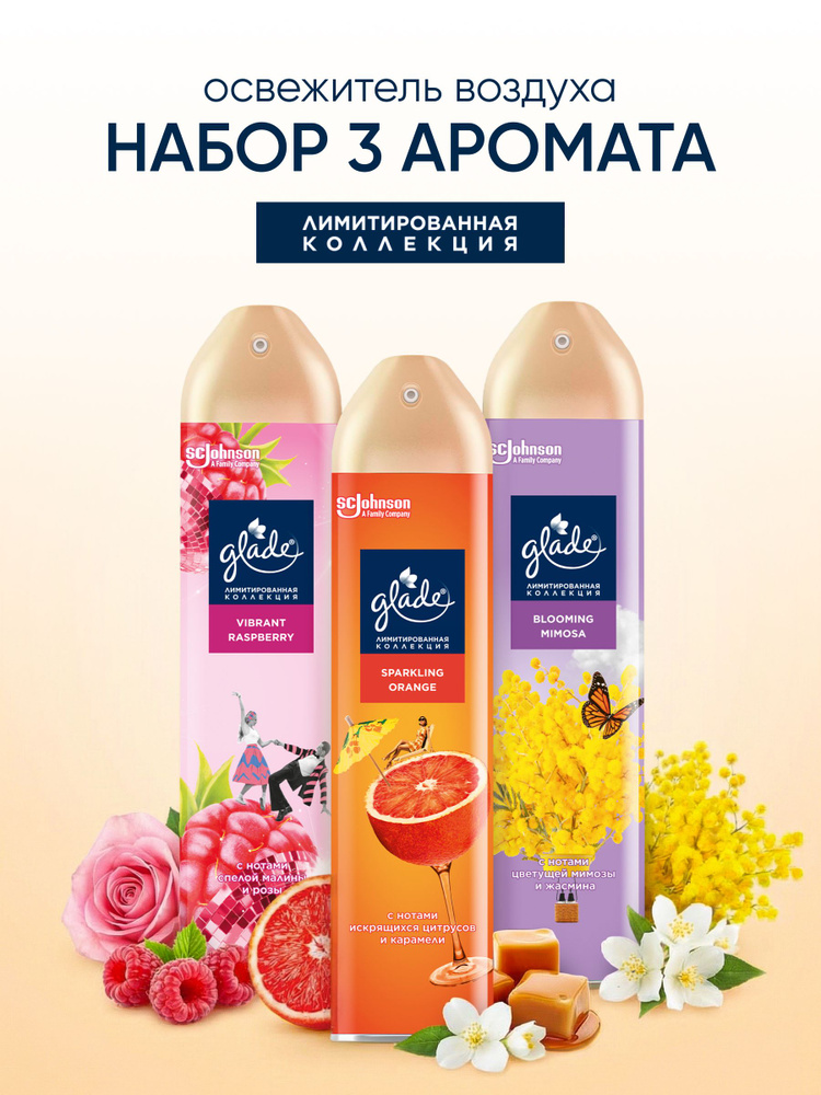 Набор освежителей воздуха Glade Blooming Mimosa + Vibrant Raspberry ...