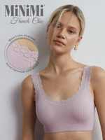 Топ Женский Minimi светло-розовый, размер 44, 46 В рубчик Китай Без застежки Однотонный купить c ...
