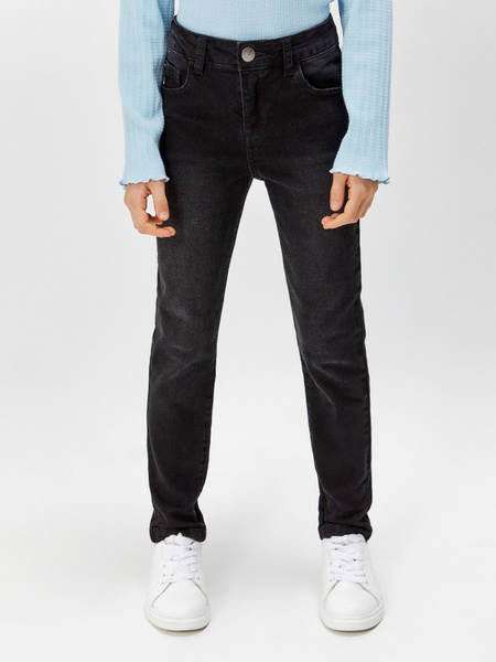 Джинсы Девочки Acoola черный скинни Хлопок, размер 158 облегающий Пуговицы, Молния Средняя ...