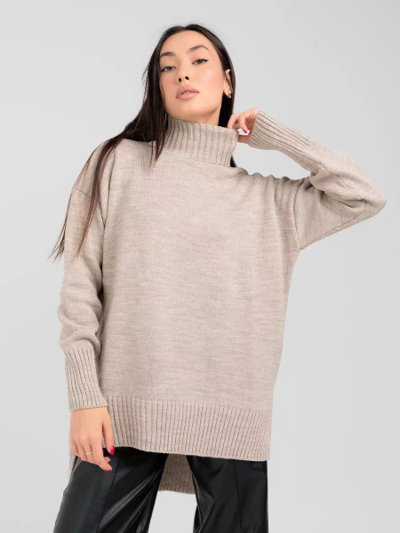 Свитер Женский Sali Moda молочный Акрил, Шерсть, размер 50, 52 оверсайз Длинный Россия купить c ...