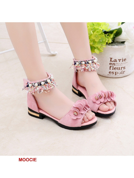 Босоножки Девочки MOOCIE Каблук + платформа Замша искусственная, размер 34 Открытый нос Лето ...