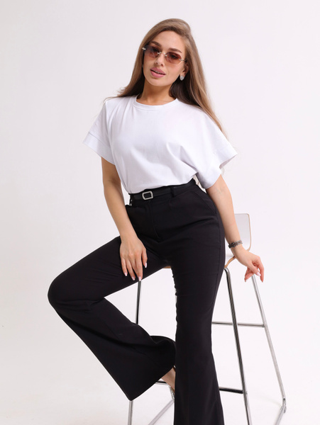 Футболка Женский Germes textile белый Короткий, размер 44 Кулирная ...