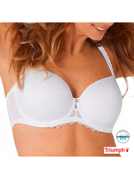 Бюстгальтер Женский TRIUMPH на косточках, формованная чашка, размер 75C белый Текстиль ...