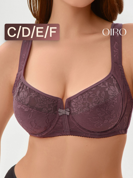 Бюстгальтер Женский OIRO мягкая чашка на каркасе, на косточках, размер 105E фиолетовый Нейлон ...