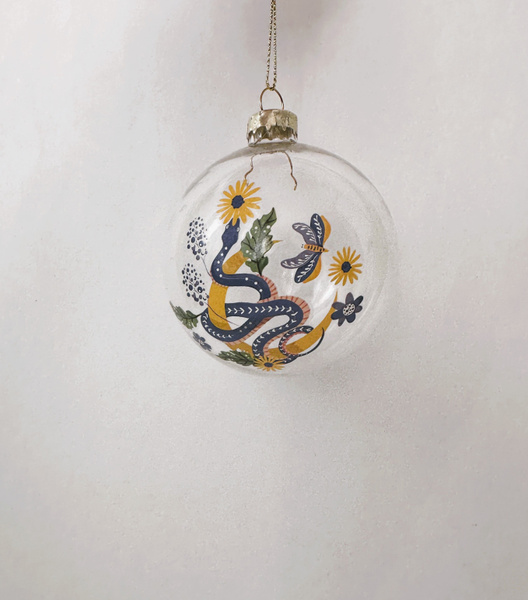 Шар елочный стеклянный "Год змеи",80мм купить c доставкой на OZON по ...
