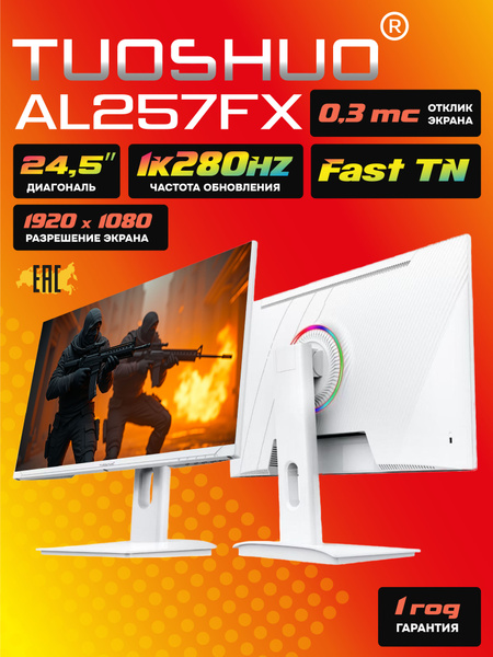 TUOSHUO 24.5" Монитор AL257FX_white, белый купить на OZON по низкой ...