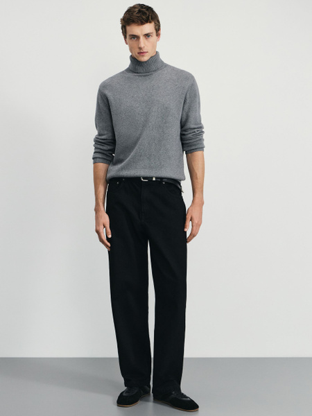 Лонгслив Мужской Zarina светло-серый Длинный, размер 52 Кашемир, Полиамид прямой Однотонный ...