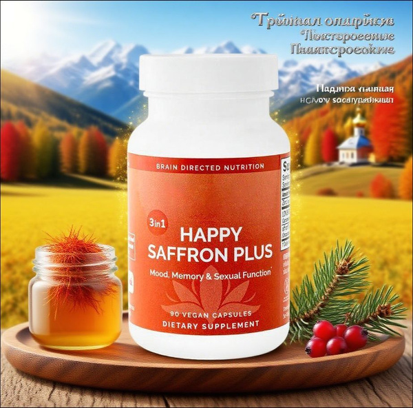 Happy Saffron Plus 3 в 1 комплекс с шафраном куркумином и цинком для ...