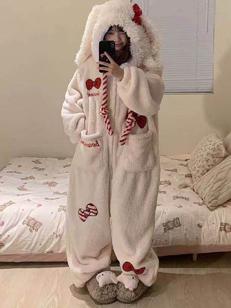 Пижама Женский SYJWY Корал-флис, размер 48 Орнамент розово-лавандовый Длинный Китай Мех Без ...