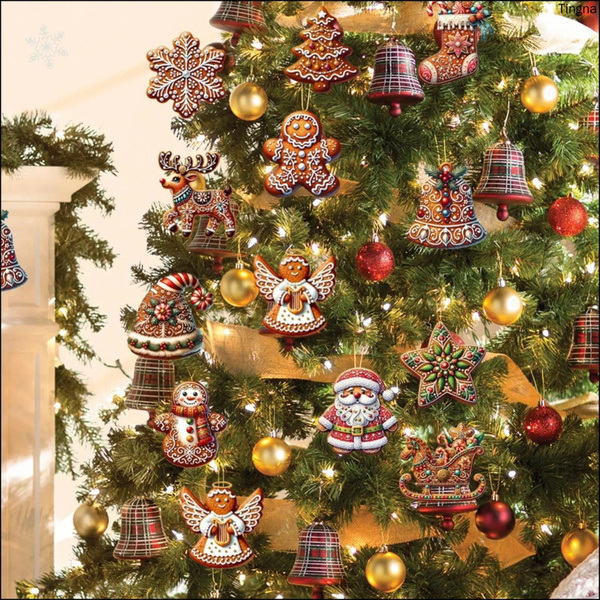 Рождественские пряничные человечки, деревянные украшения, елочные ...