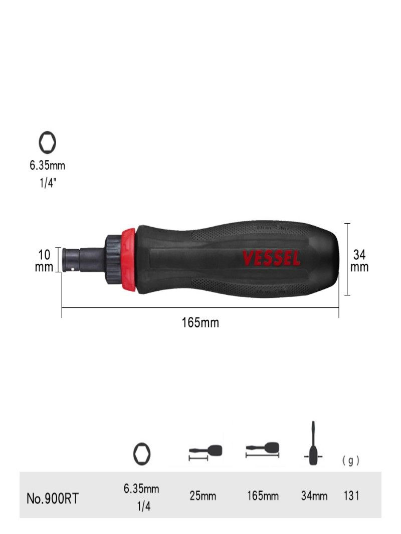 VESSEL, JIS, 1/4 трещоточная отвертка, быстрозажимная торцевая отвертка ...