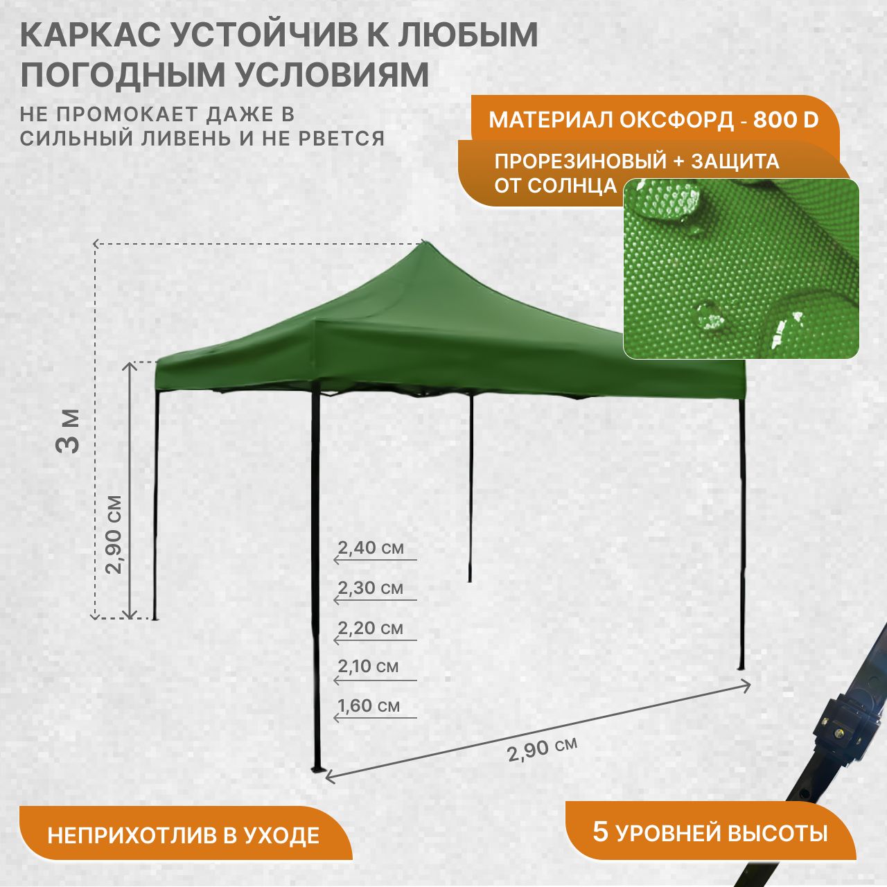 Шатер 3х3 м (вес 33 кг). УСИЛЕННЫЙ. плотный брезент, ТЕНТ -ОКСФОРД 800 ...