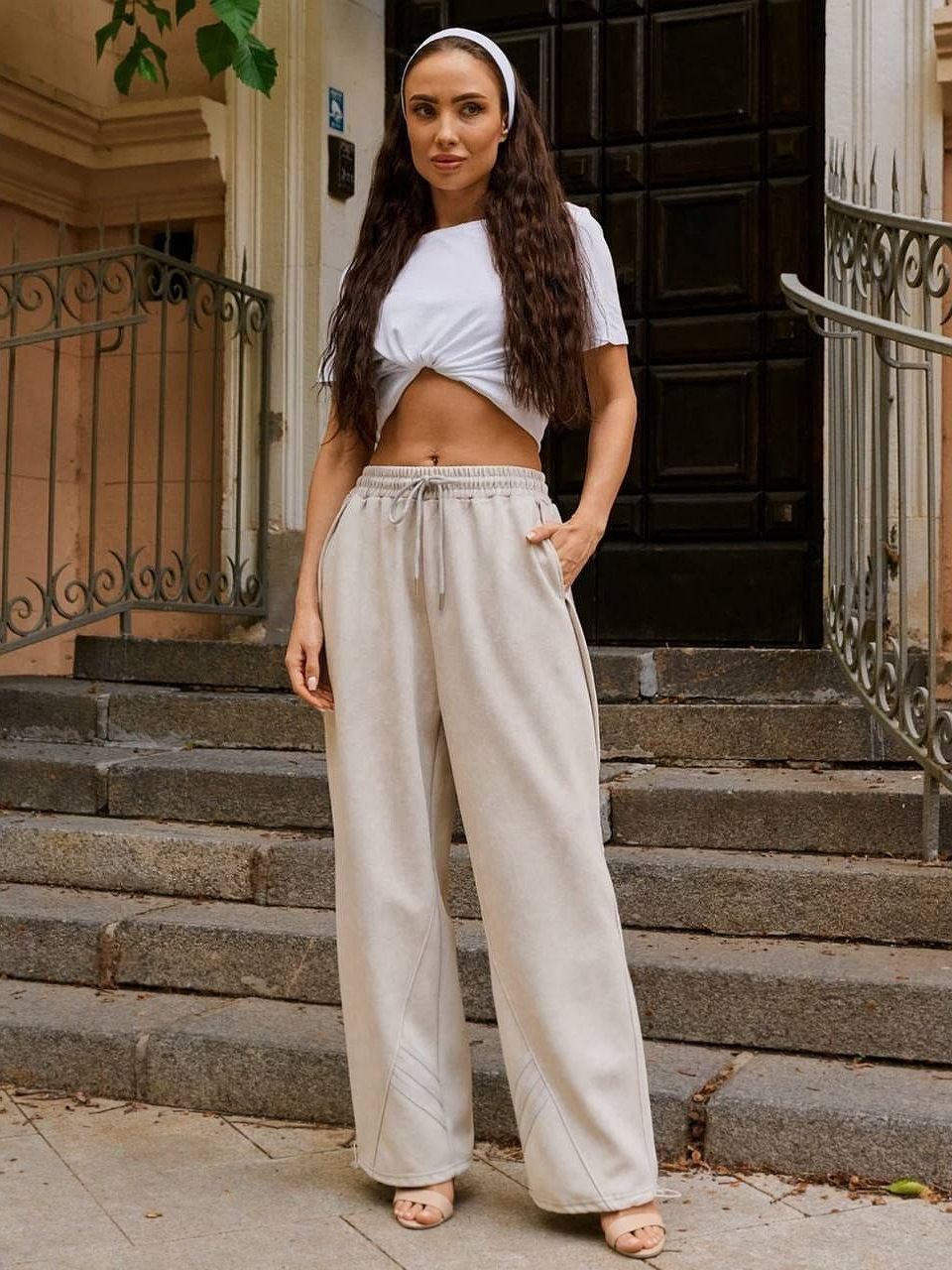 Брюки Женский Katu Lucky широкие бежевый, молочный для спорта Хлопок ...