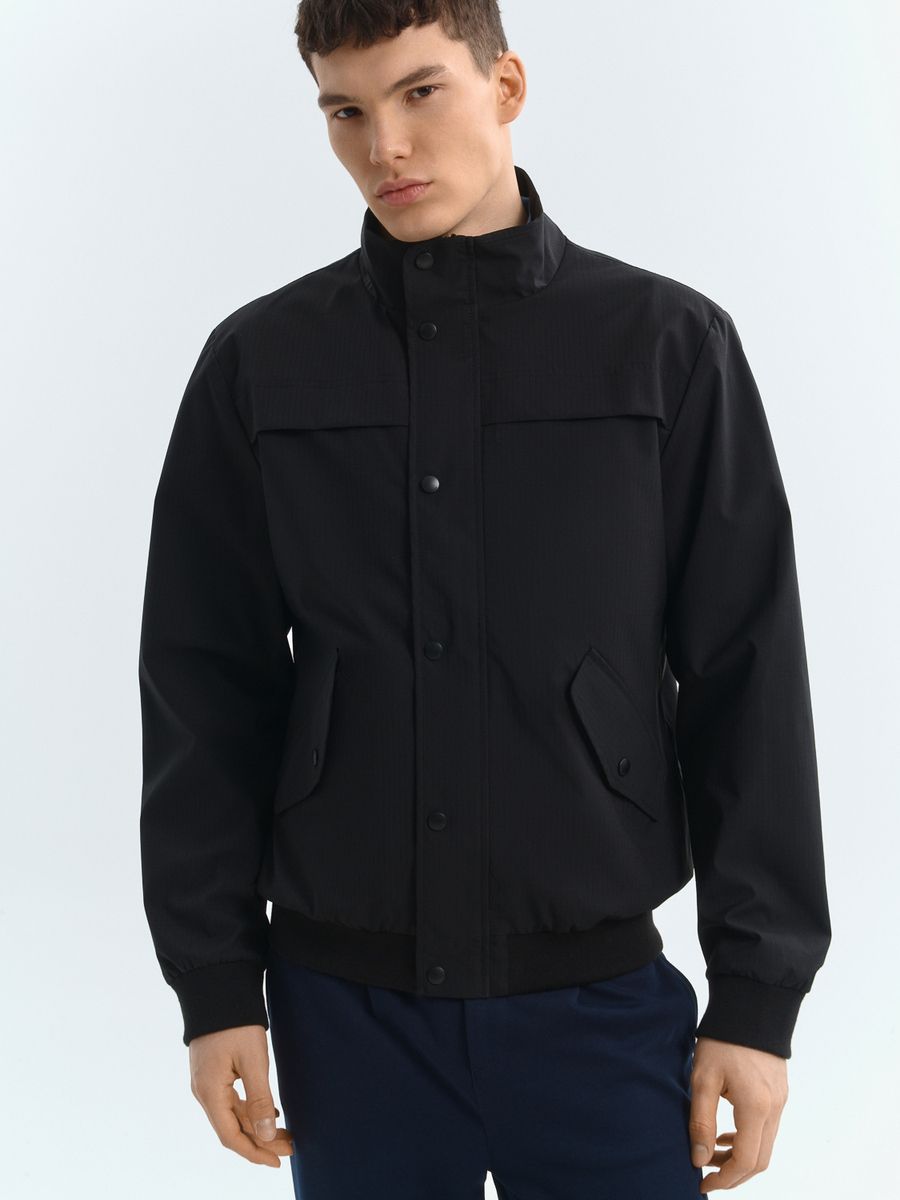 Ветровка Мужской Urban Fashion for Men Карманы черный стойка Полиэстер ...