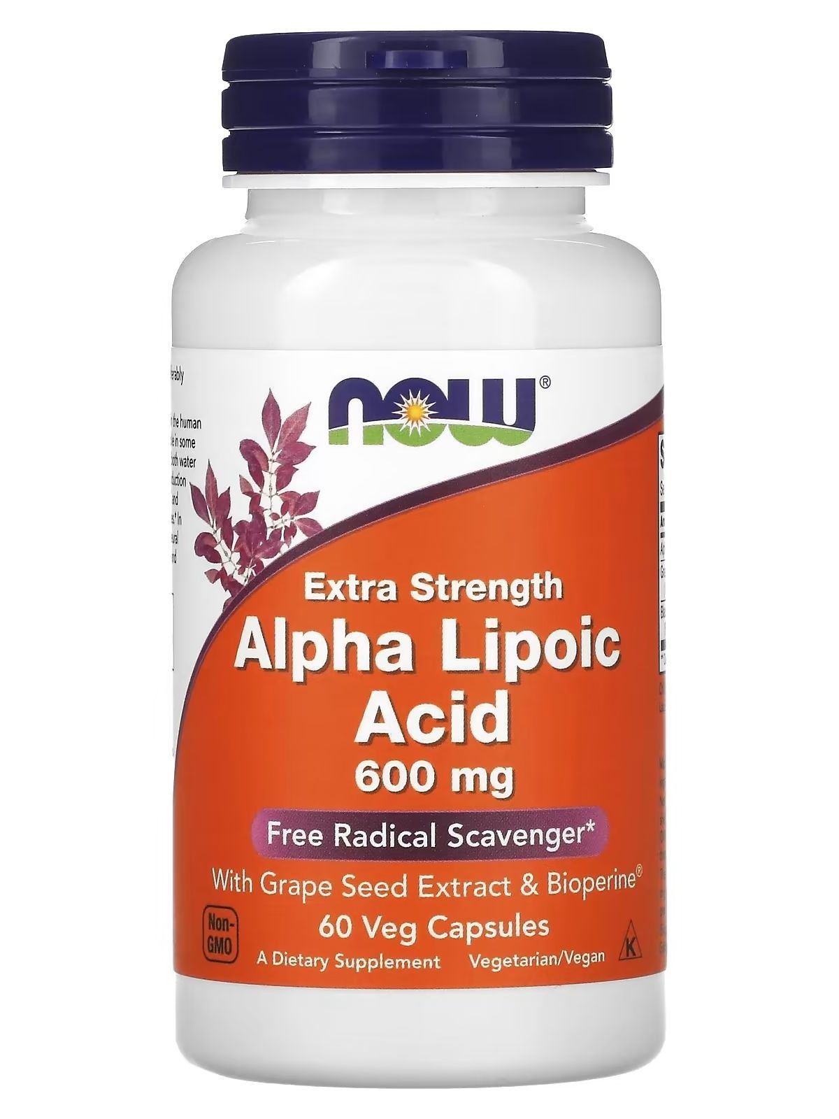 Альфа липоевая кислота 600мг (АЛА) 600 NOW Alpha Lipoic Acid (ALA) 600 ...