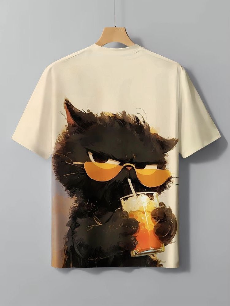 Футболка Мужской черный, бежевый нейтральный Короткий, размер 52 ...