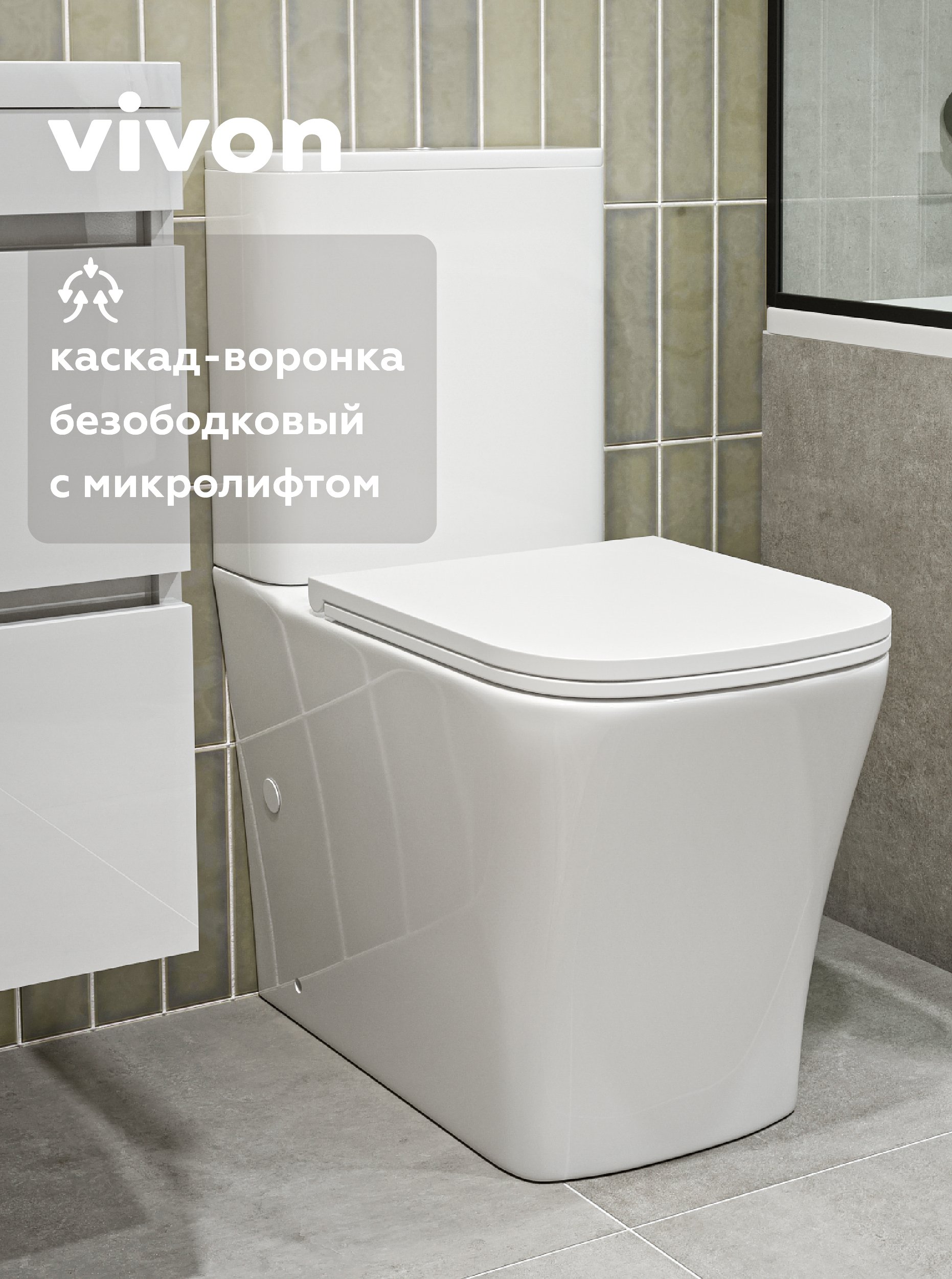 Унитаз-компакт Vivon Plat с быстросъёмным сиденьем микролифт купить на ...