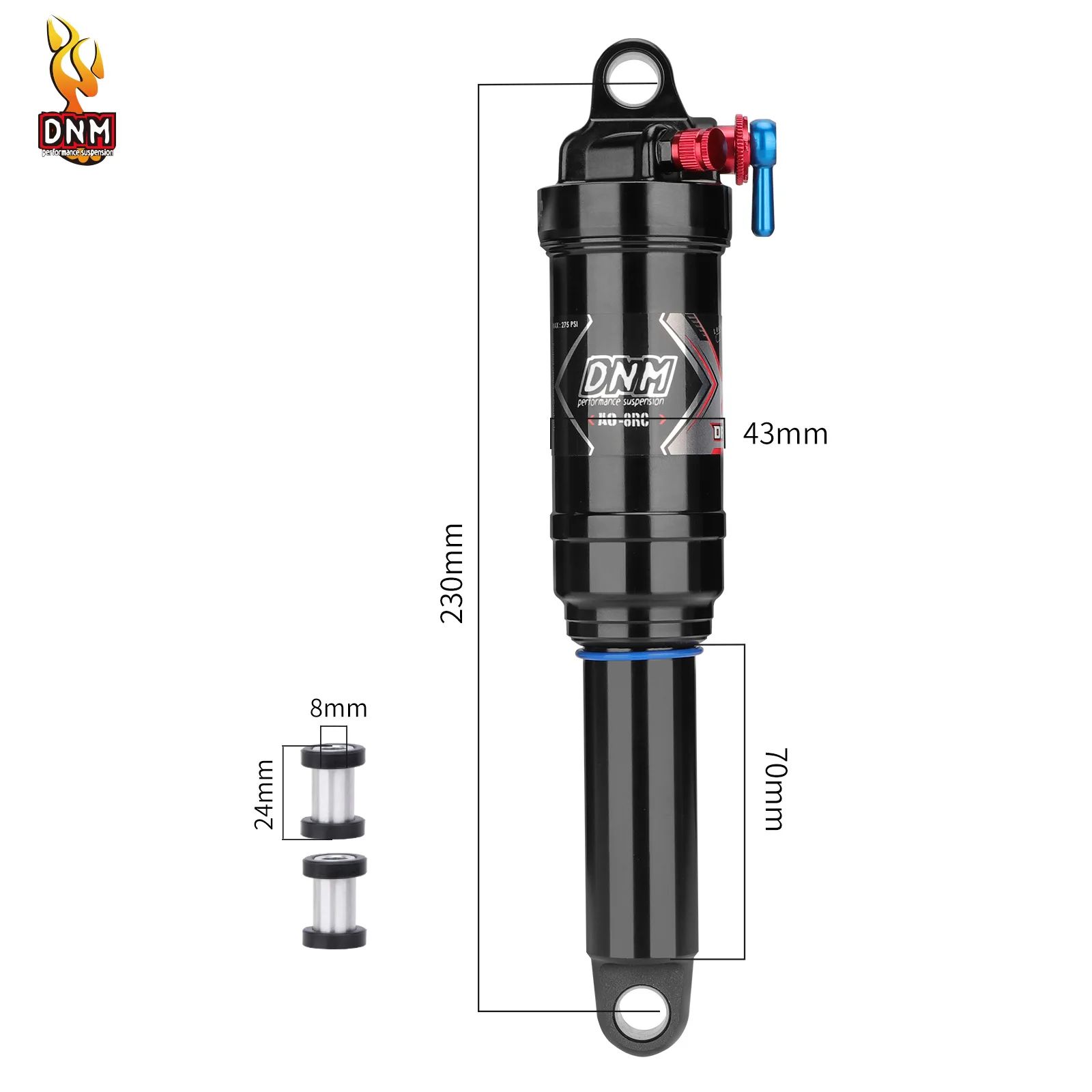Амортизатор DNM AO-8RC для велосипеда, пневматический, 165/190/200/210 ...
