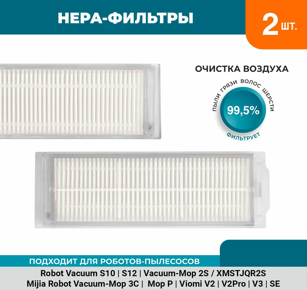 Набор 2 HEPA-фильтров Refill для робот-пылесоса Xiaomi Robot Vacuum S10 ...