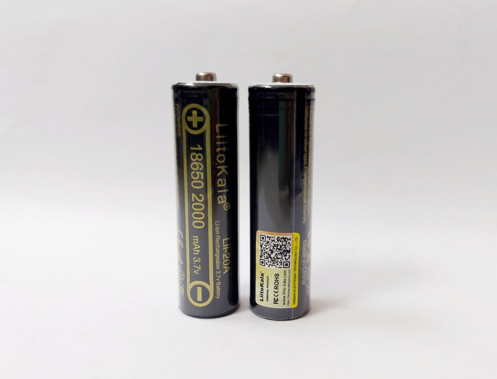Аккумуляторные батарейки 18650, 2000mAh, 3.7V, Li-ion, LiitoKala, 2 шт ...
