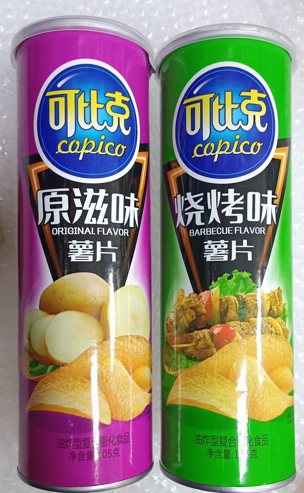 Китайские чипсы из картофеля "Copico" оригинал+барбекю 2*105гр ...