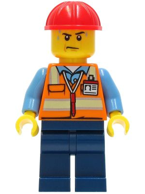 Минифигурка Lego Construction Worker - Male, Orange Safety Vest with ...