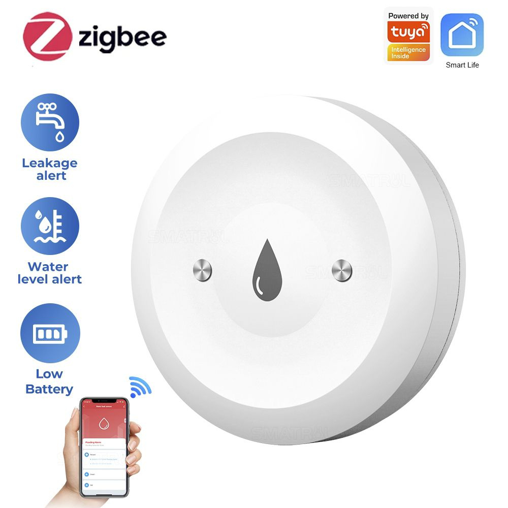 Умный датчик протечки воды Zigbee 3.0, совместим с Яндекс Алисой,Water leak sensor купить на ...