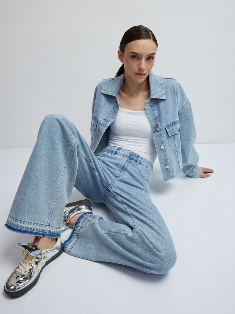 Джинсы Женский VITTORIA VICCI светло-голубой клеш Деним, размер 42 Молния Средняя Карманы Китай ...