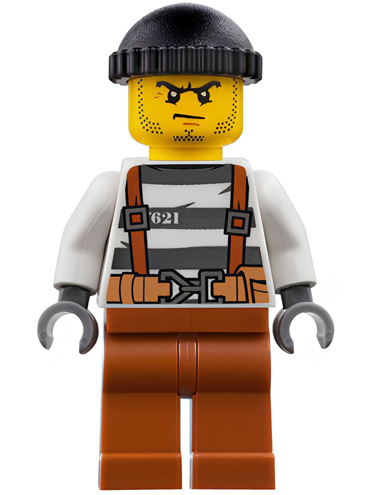 Минифигурка Lego Police - City Bandit Crook Overalls 621 Prison Stripes ...