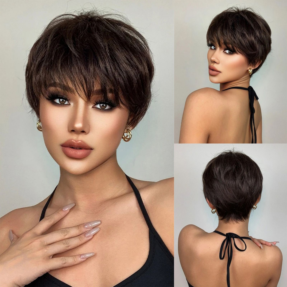 Женские парики Короткие многослойные парики пикси - купить по низкой ...