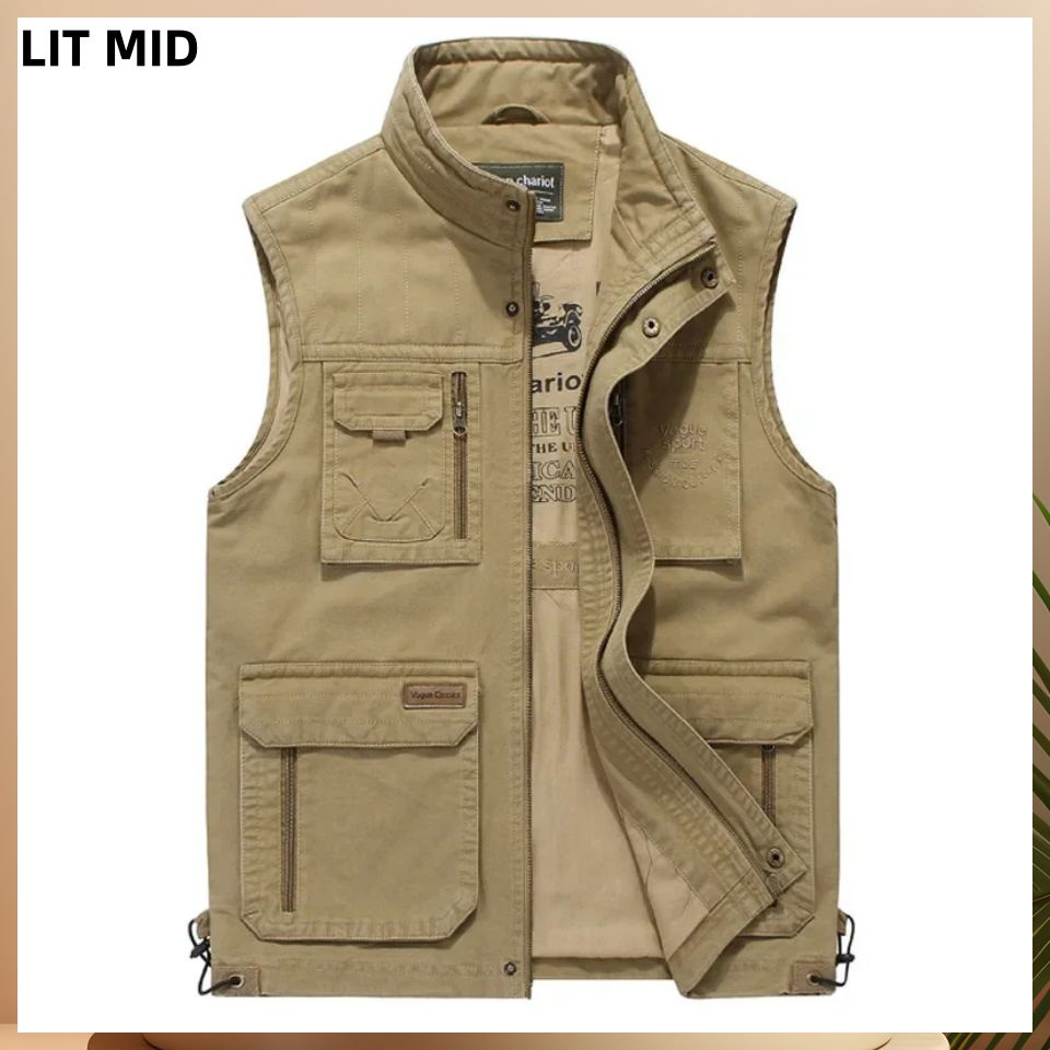 Жилет Мужской LIT MID хаки, размер 58 Бахрома облегающий с открытыми плечами Другое Логотип ...