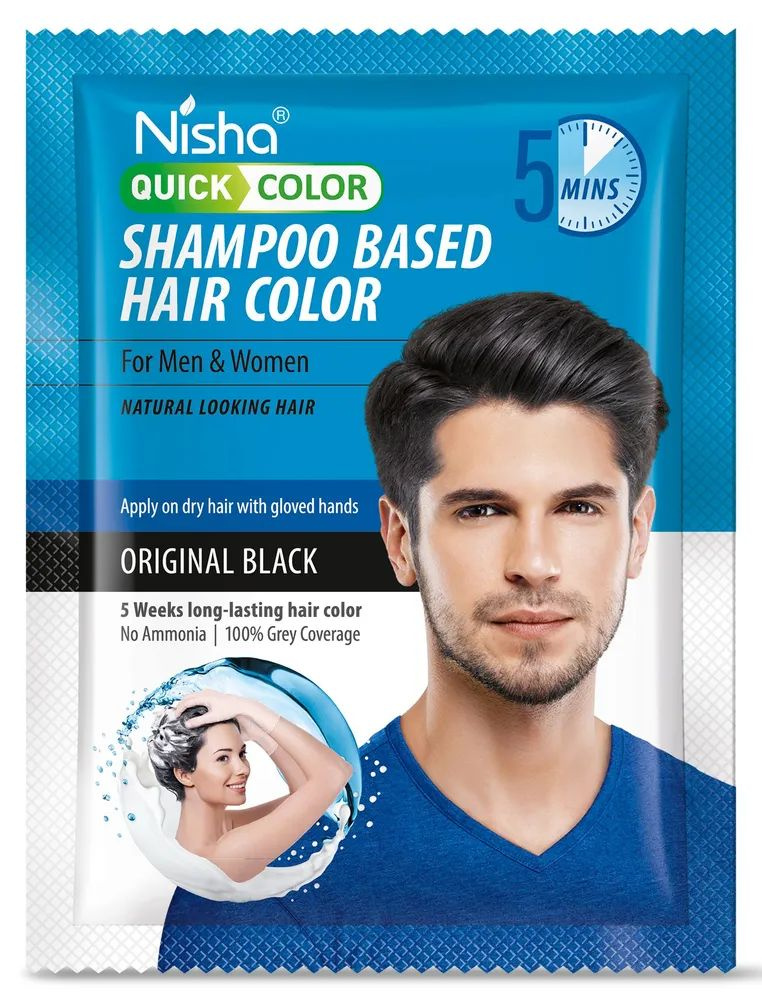 Shampoo Based Hair Color ORIGINAL BLACK Nisha Quick Color (Краска ...