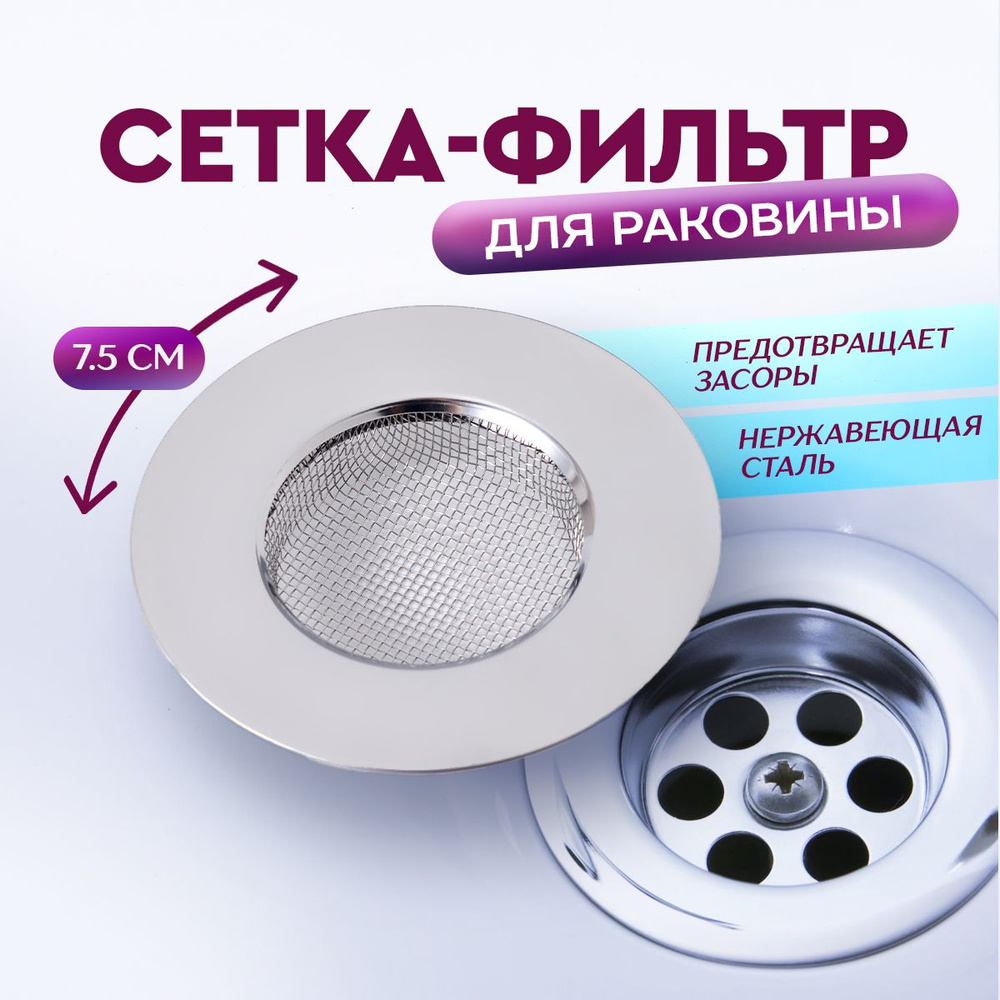 Сетка - фильтр для раковины металлическая. Сито для раковины на кухню и ...