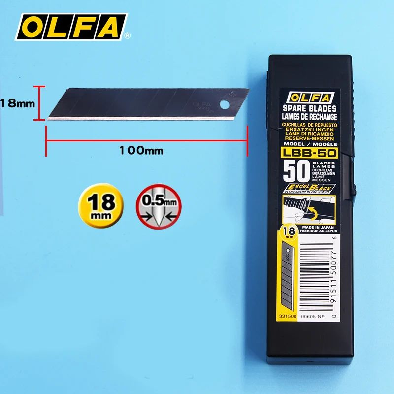 В упаковке 50 штук, японское оригинальное большое универсальное лезвие OLFA LBB-50 ...
