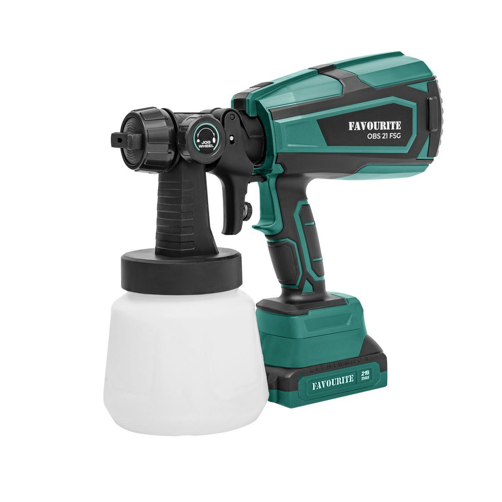 Краскопульт аккумуляторный, FAVOURITE OBS 21 FSG, 21 В, 800 мл, АКБ 2 А ...