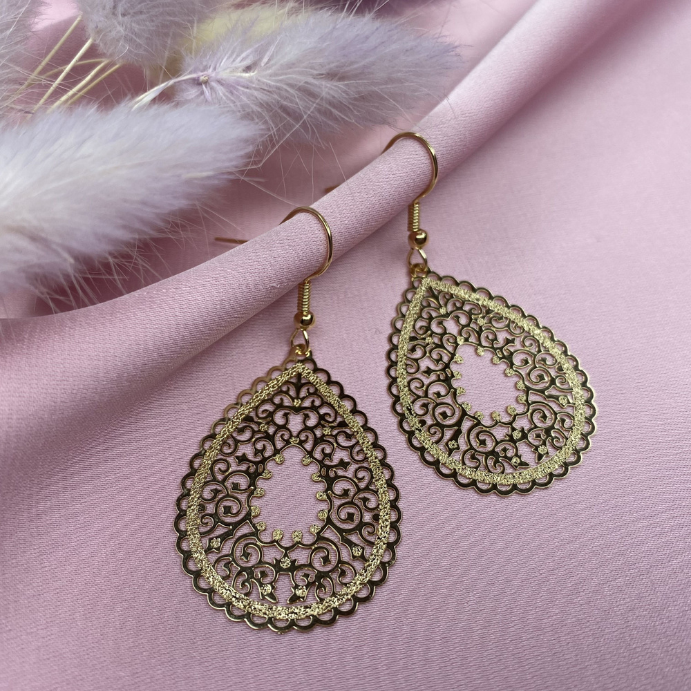 Серьги-подвески Lady Charm резные/модная бижутерия в этно-стиле купить ...