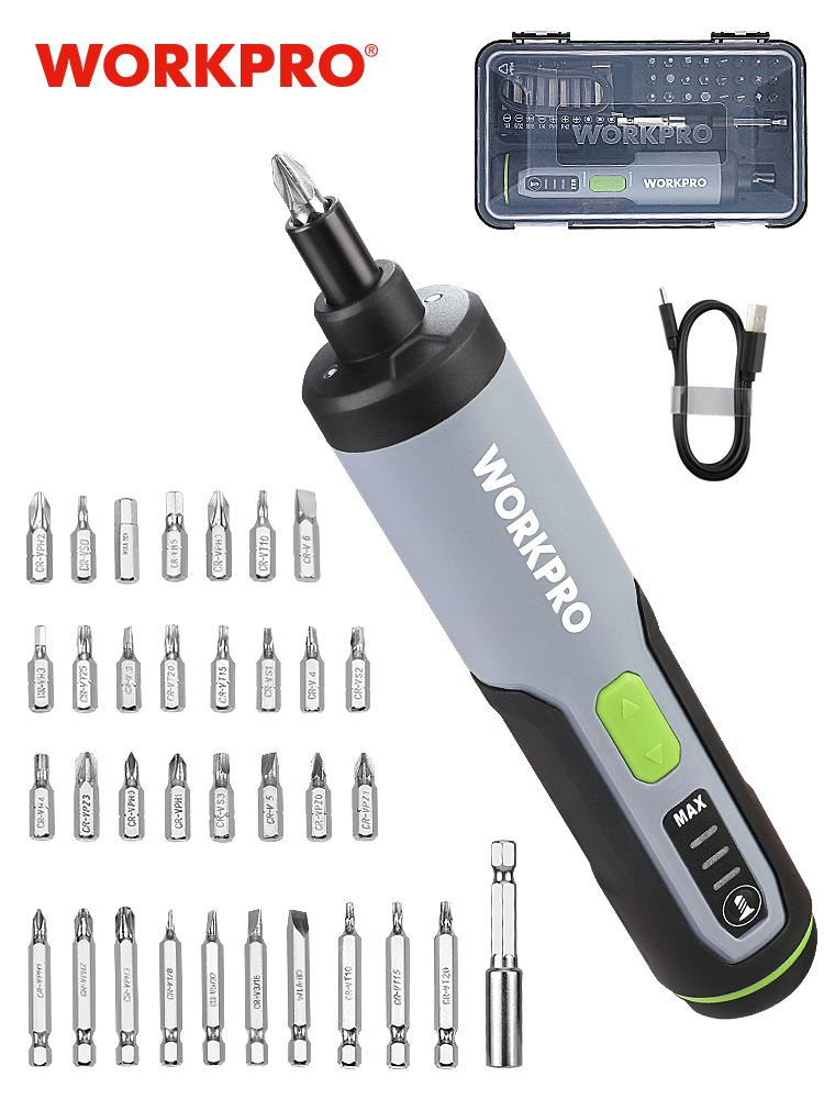 WORKPRO Отвертка аккумуляторная 3,6 В с битами 36 шт купить на OZON по низкой цене (1808719822)