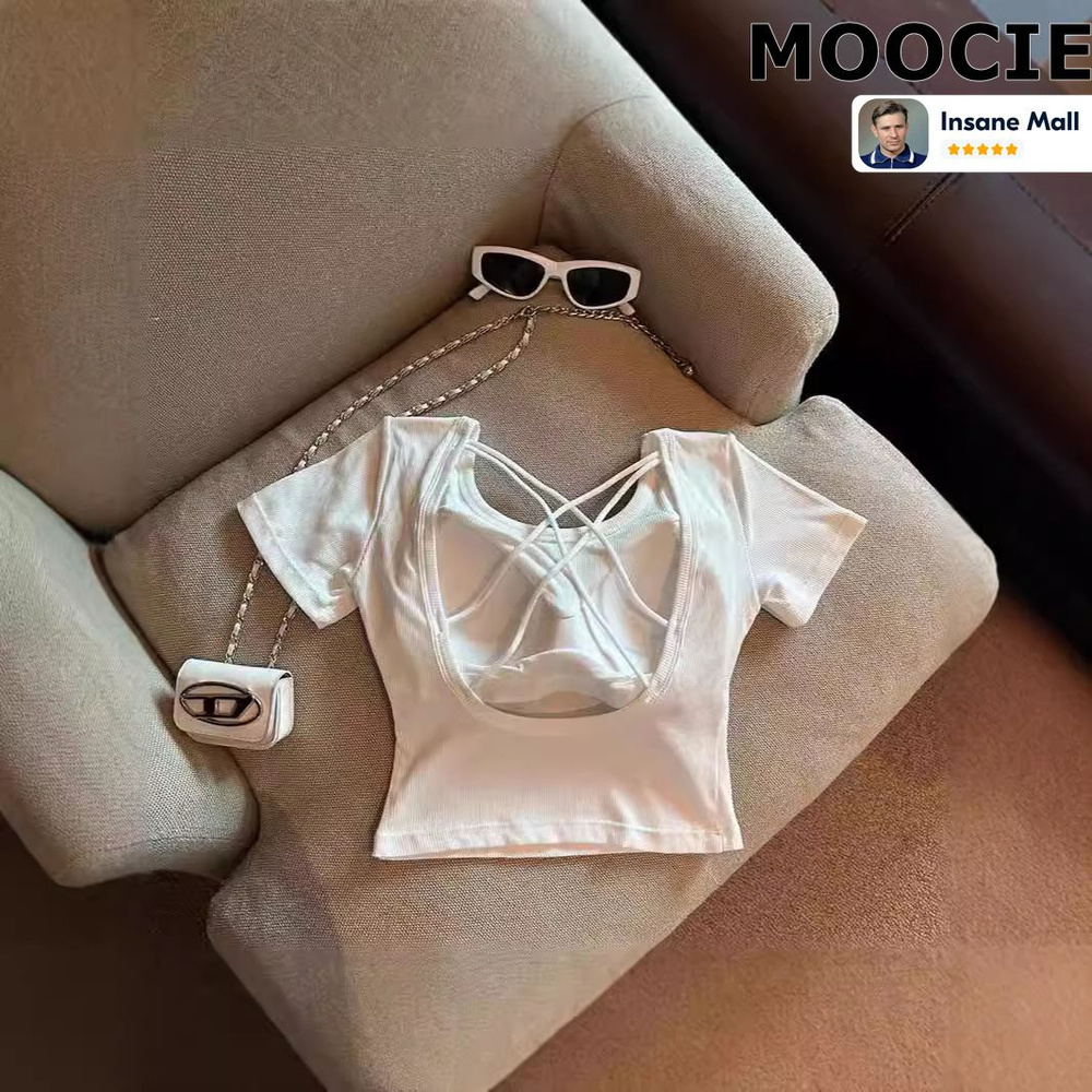 Кроп-топ Женский MOOCIE белый, размер 44 Повседневный Китай купить c доставкой на OZON по низкой ...