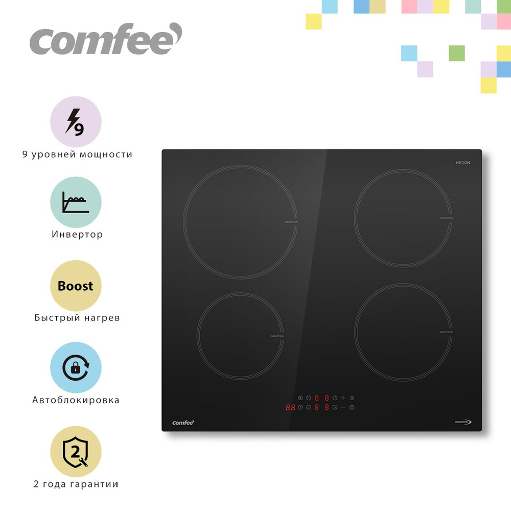 Индукционная варочная панель Comfee CIH601, инвертор, 4 конфорки ...