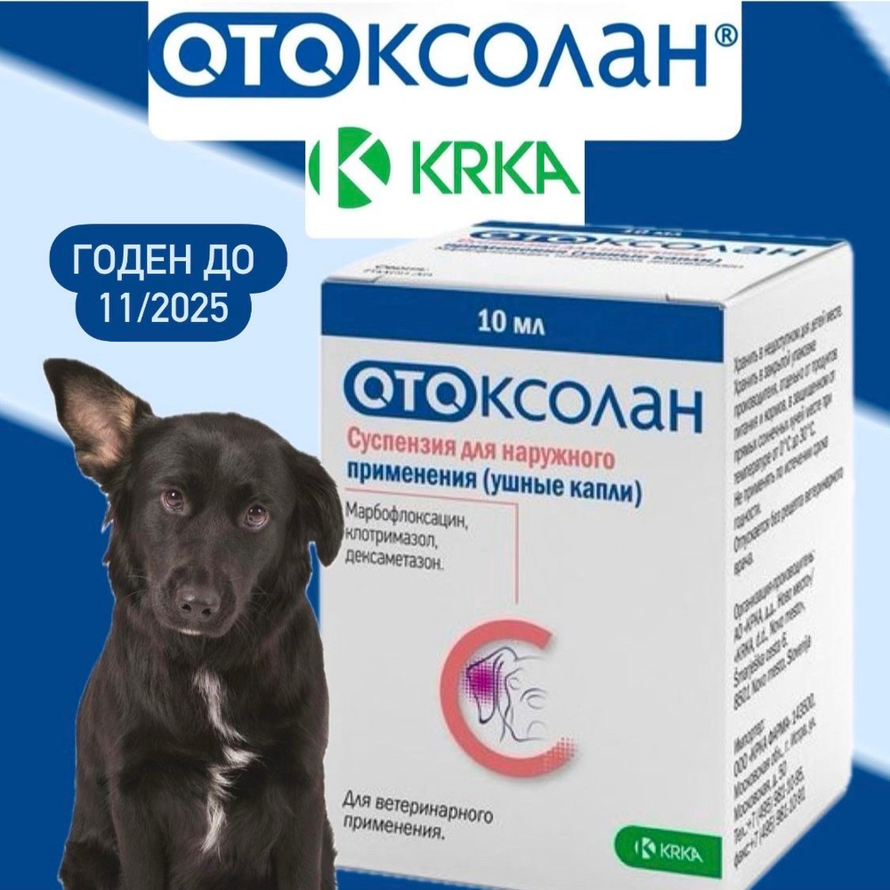 ОТОКСОЛАН капли ушные для собак для лечения отитов бактериальной и ...