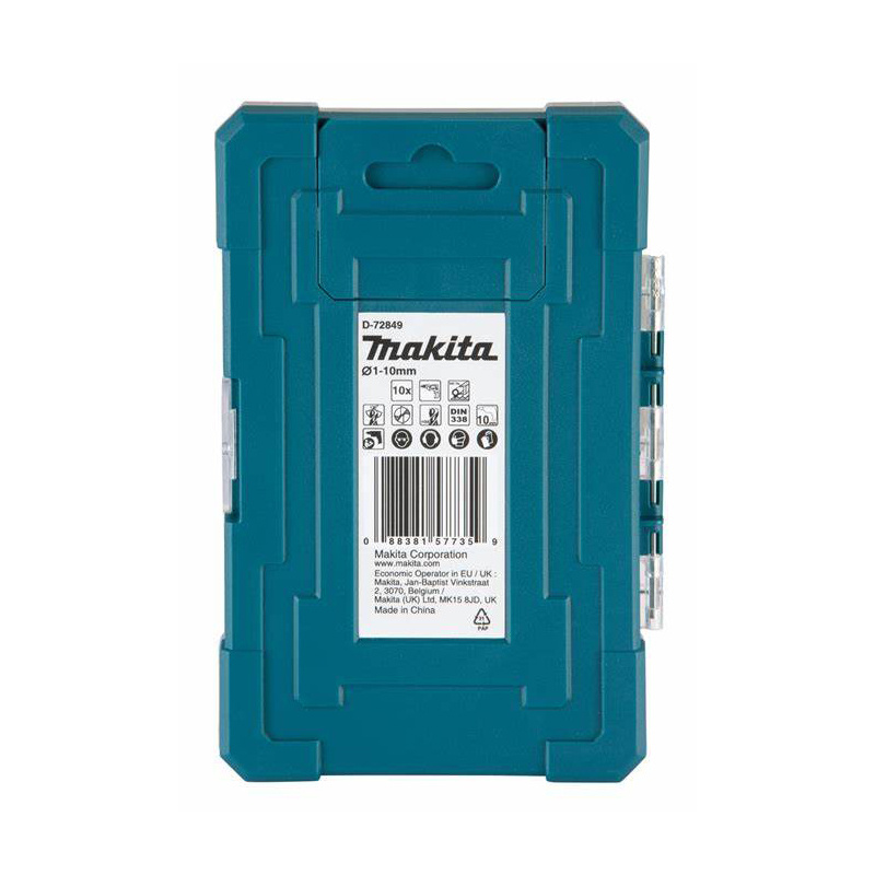 Makita D-72849 Набор сверл по металлу HSS-TiN 10 шт Покрытие из нитрида ...