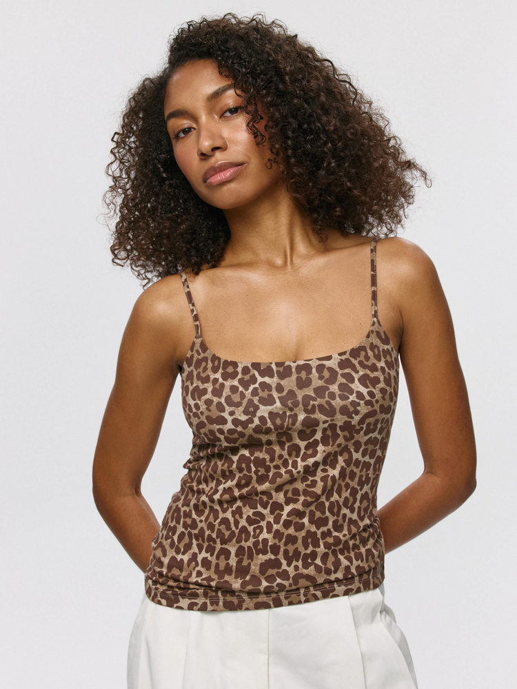 Майка Женский SELA коричневый, размер 44 Повседневный Китай купить c доставкой на OZON по низкой ...