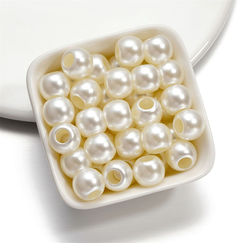 Бусины акриловые 14 мм 30 шт жемчужные белые. купить на OZON по низкой ...