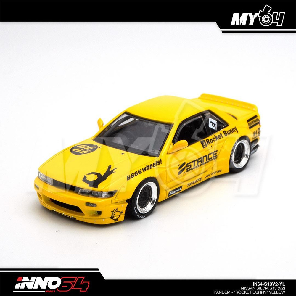 Машинка INNO64 1/64 Nissan Silvia S13 Rocket Bunny V2-Stance Yellow ...