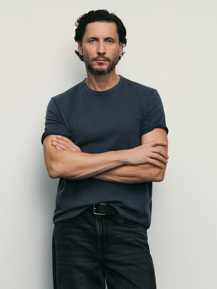 Футболка Мужской Zarina серый Короткий, размер 46 Хлопок Тай-дай прямой Повседневный Бангладеш ...