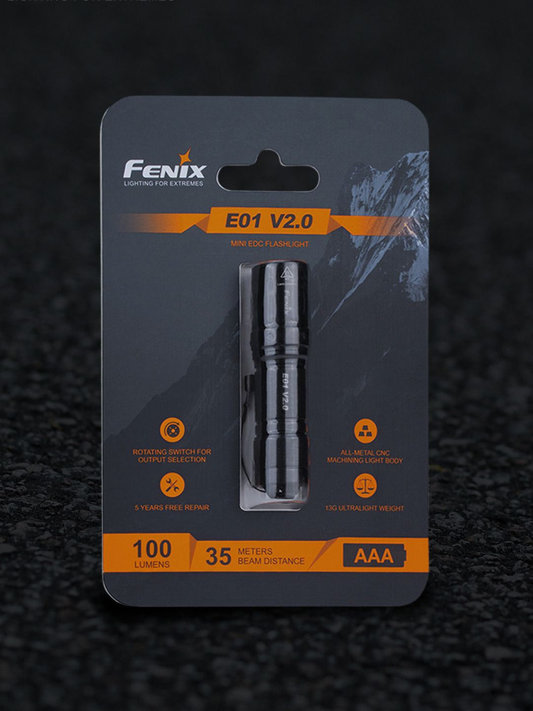 Фонарь Fenix E01 V2.0, чёрный, на батарейке ААА купить на OZON по низкой цене (1129102811)