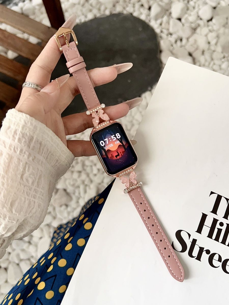 Кожаный ремешок для смарт-часов Xiaomi Mi Band 8/ 9 Pro, Redmi Watch 6 ...