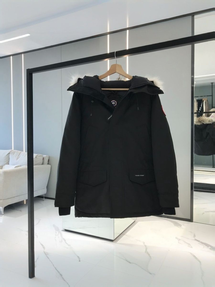 Пуховик Мужской CANADA GOOSE Пряжки черный матовый съемный воротник ...