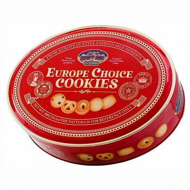 Печенье GODINN Butter Cookies Ассорти сдобного печенья, красная /жесть ...